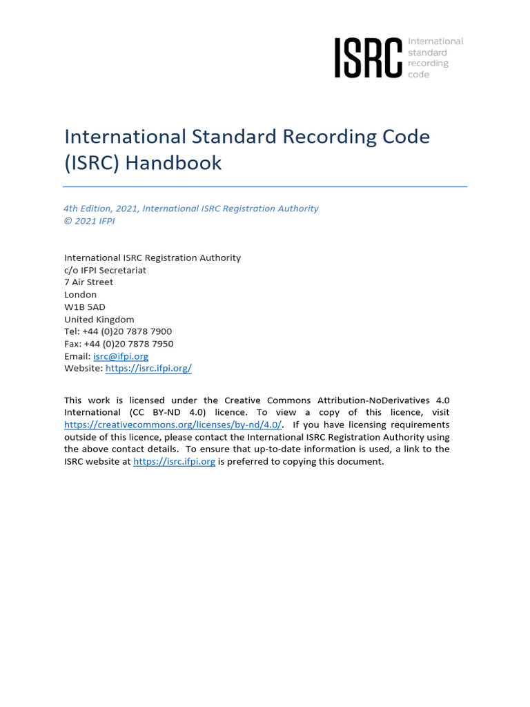 ISRC Handbook | PDF | Metadata | Letter Case