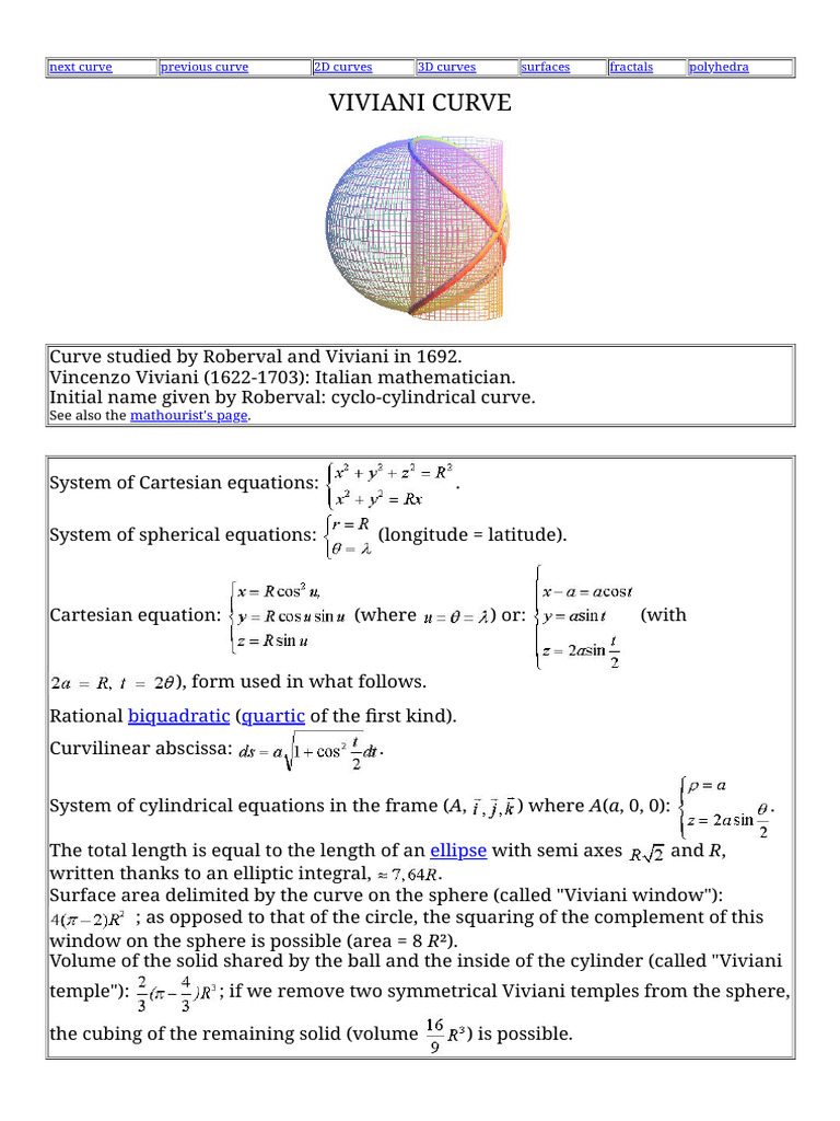 Viviani curve | PDF | Sphere | Geometric Objects