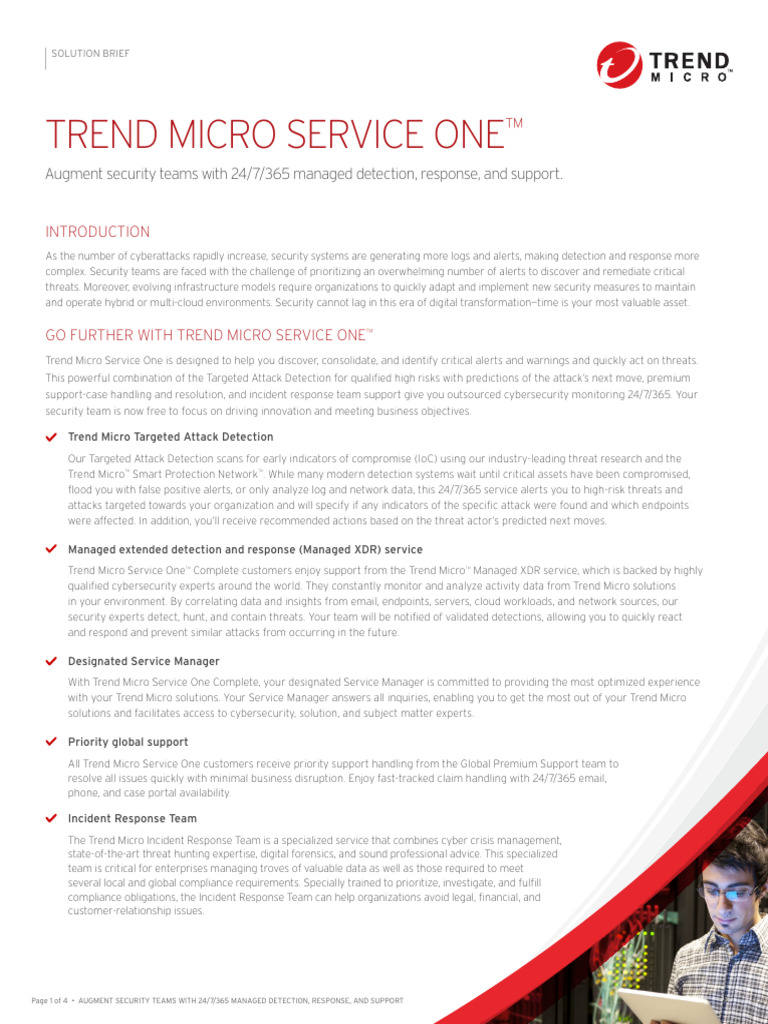 Datasheet Trend Micro Service One - Anglais | PDF | Computer Security | Security