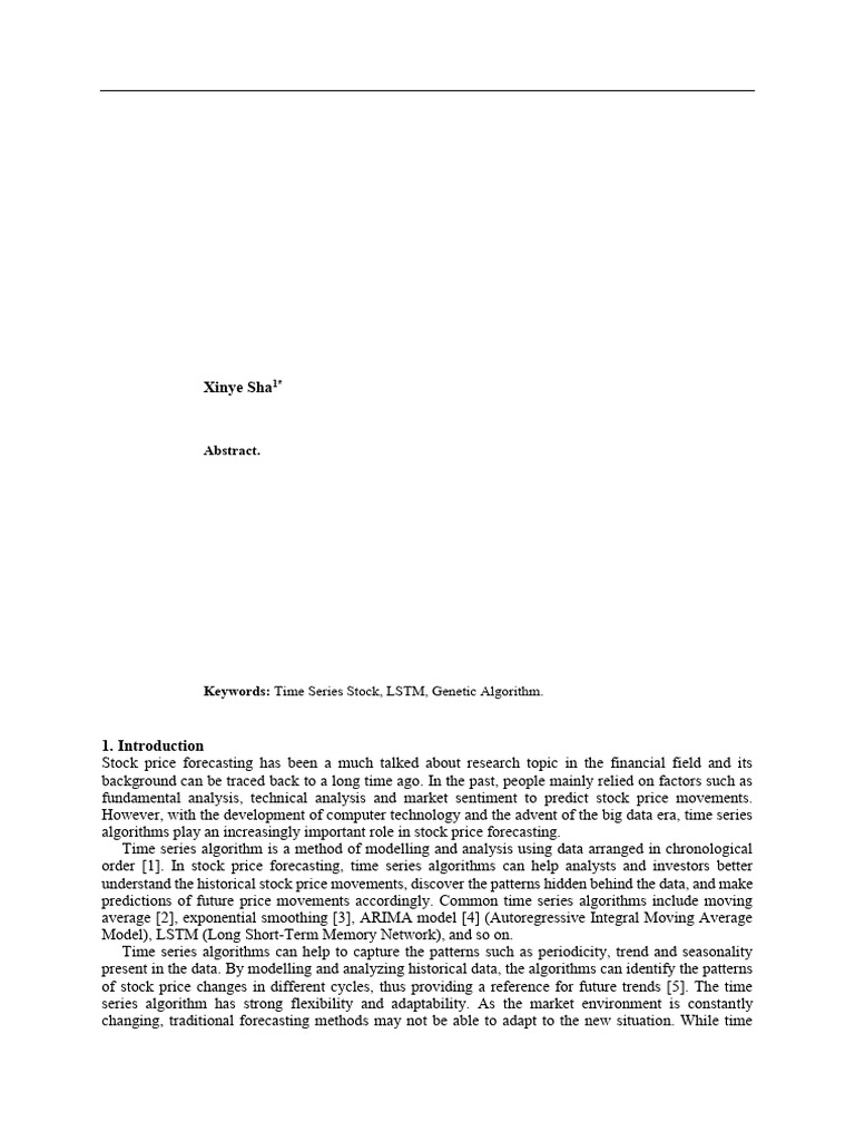 Time Series Stock Price Forecasting Based On Genetic Pdf Genetic
