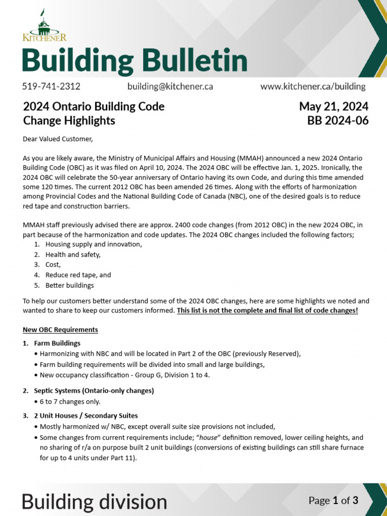 OBC Change Highlights 2024 | PDF | Water Heating | Building