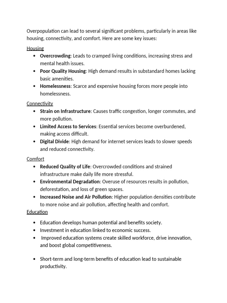 Overpopulation Can Lead To Several Significant Problems | PDF | Poverty ...