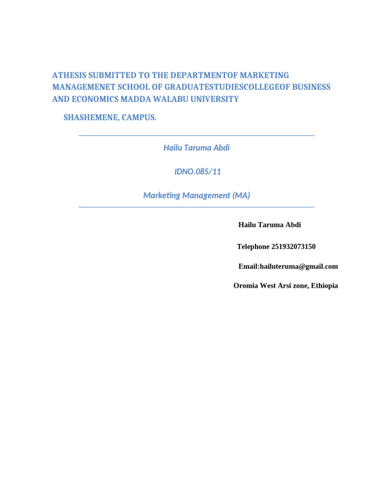 Hailu Tamiru | PDF | Microfinance | Microcredit