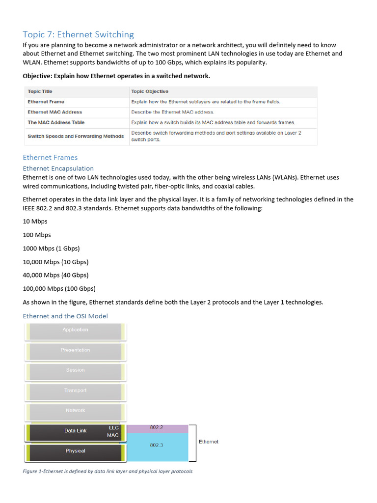 Week 6 Ethernet Switching | PDF | Ethernet | Computer Network