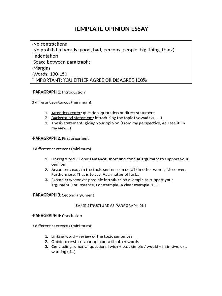 Template Opinion Essay2 | PDF | Argument | Essays