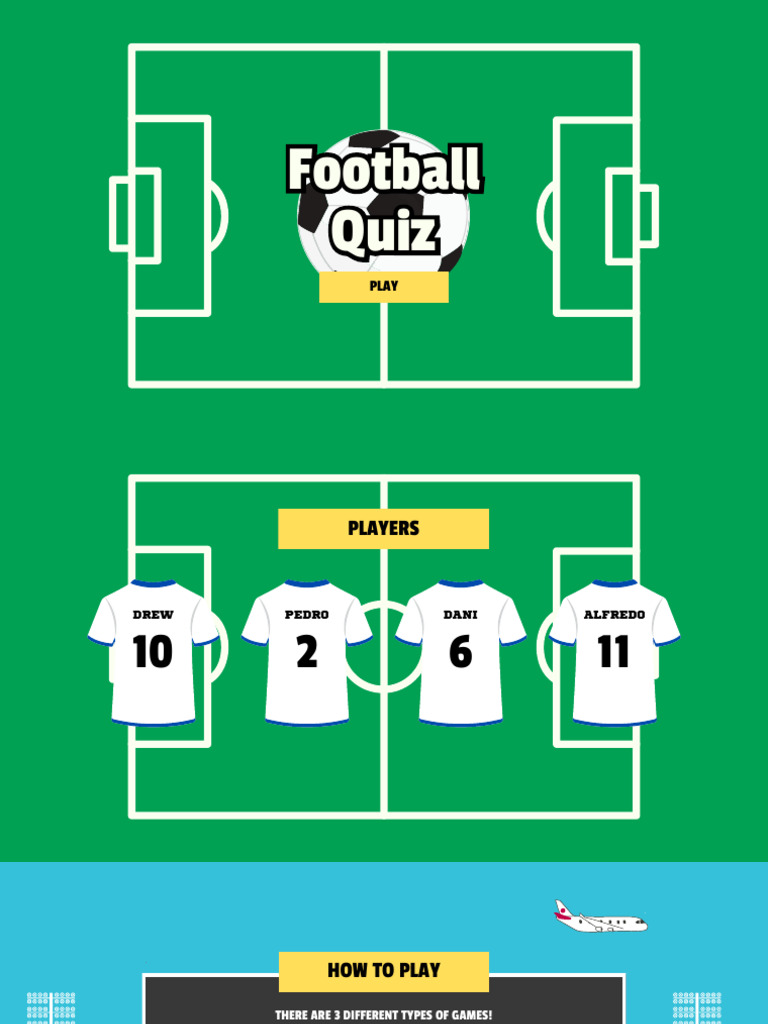 Green Blue Animated Illustrative Football Soccer Quiz Game Presentation ...