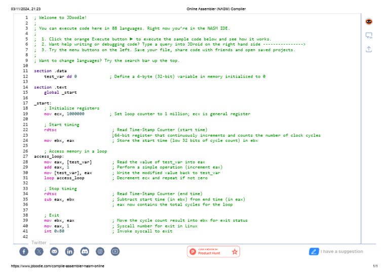 Online Assembler (NASM) Compiler | PDF | Assembly Language | Control Flow