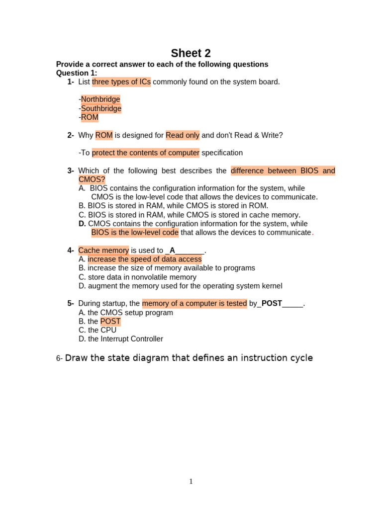 sheet-2 | PDF | Computer Data Storage | Bios