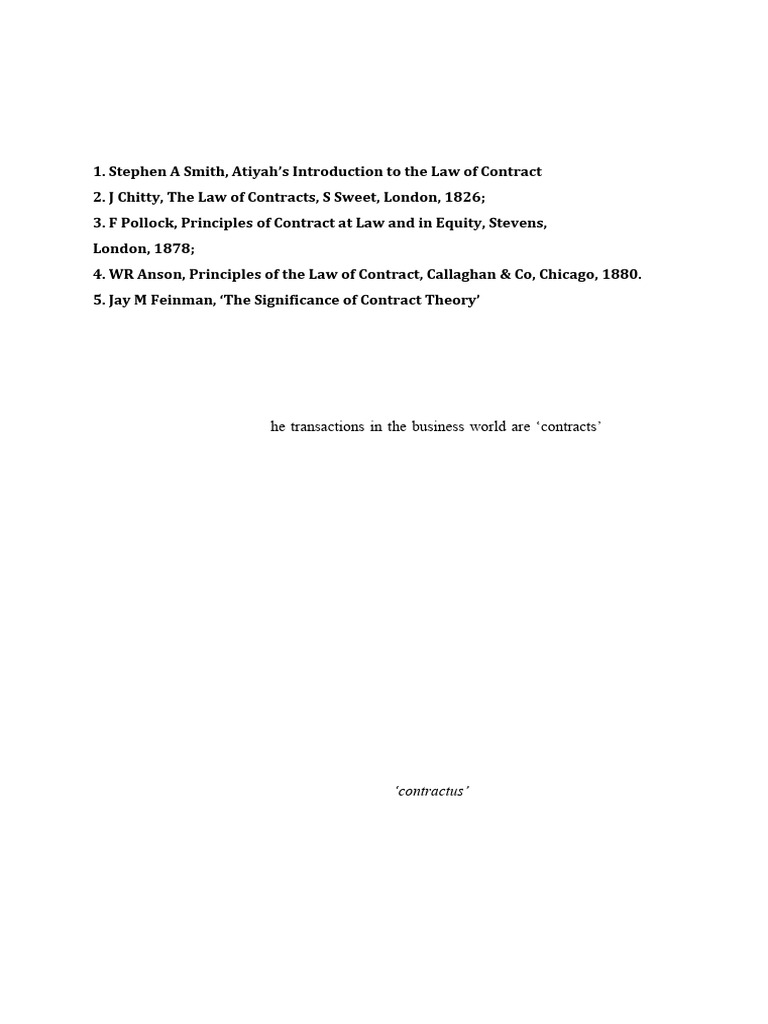 Introduction to Contract Law Overview | PDF | Loans | Law Of Obligations
