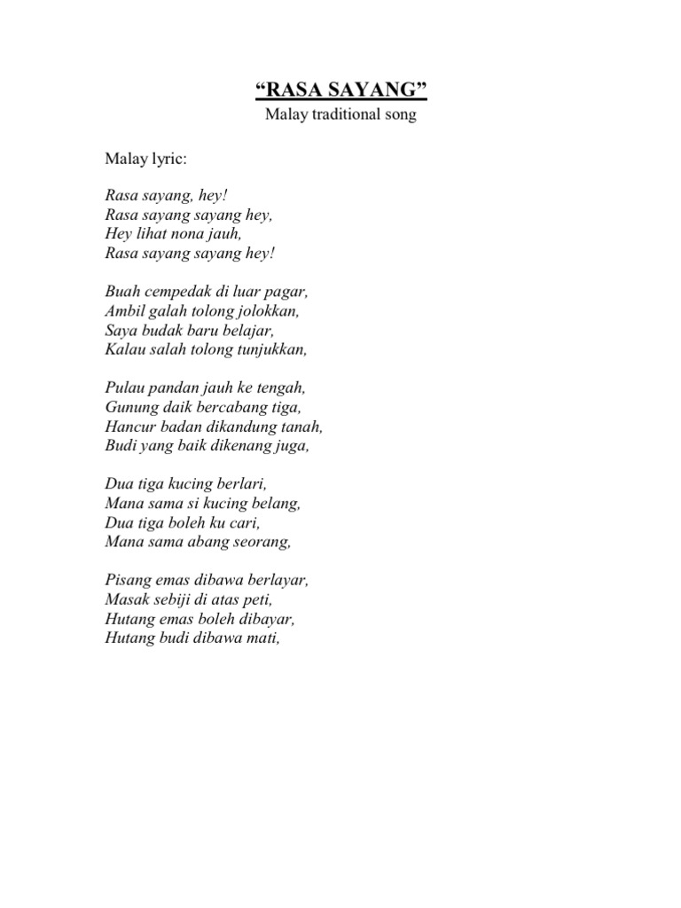 Rasa Sayang Song | PDF