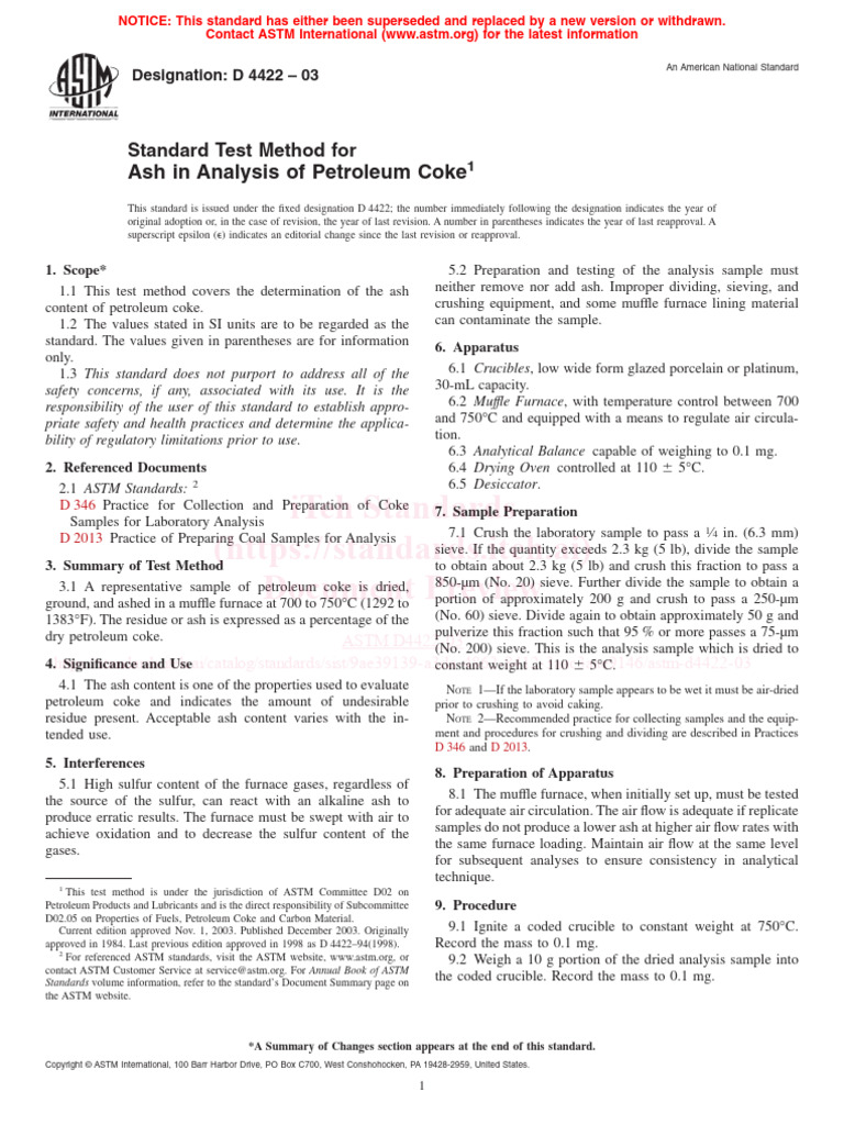 Astm D4422 03 | PDF | Coke (Fuel) | Petroleum