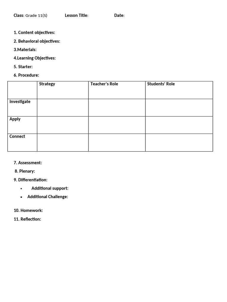 Daily Preparation Template | PDF