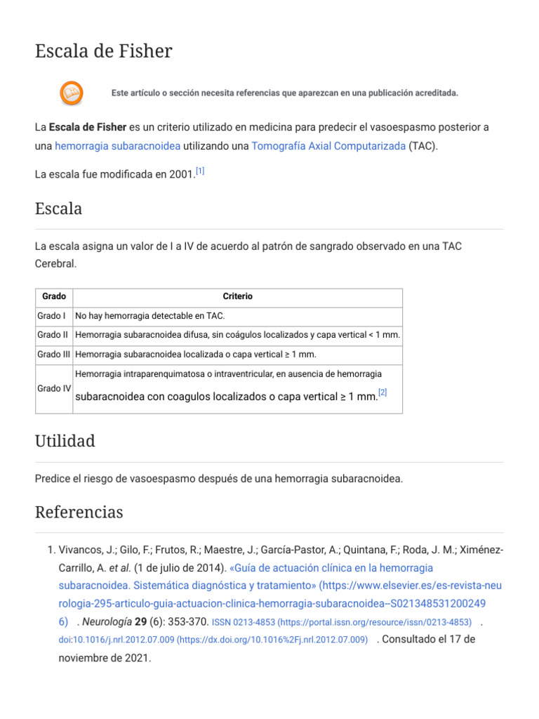 Escala de Fisher - Wikipedia, La Enciclopedia Libre | PDF