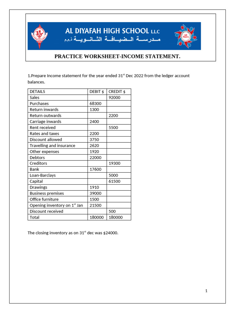 Income Statement Preparation Guide | PDF | Finance & Money Management ...