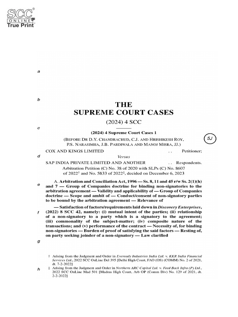 Cox and Kings V SAP SC Arb SCC Case | PDF | Public Law | Social ...