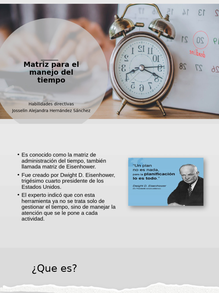 Presentacion Matriz para El Manejo Del Tiempo | PDF | Relaciones ...