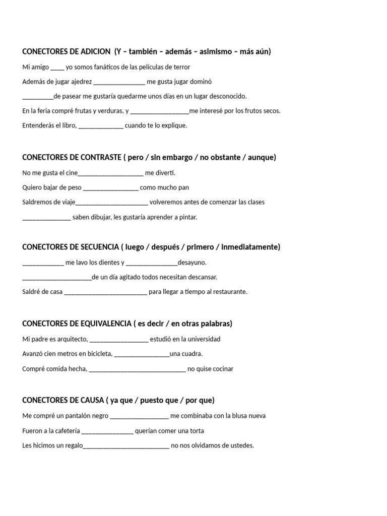 Conectores de Adicion | PDF