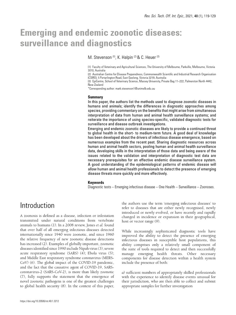 Zoonotic Disease Surveillance Methods | PDF | Infection | Serology