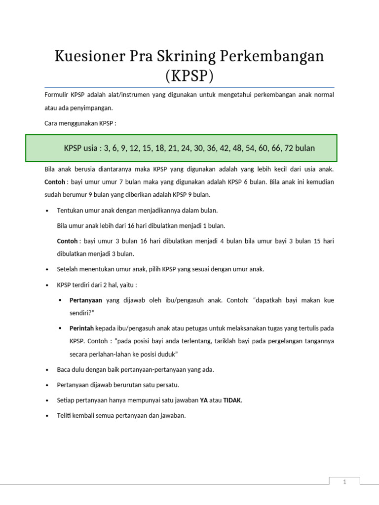 KPSP | PDF | Kesehatan Holistik