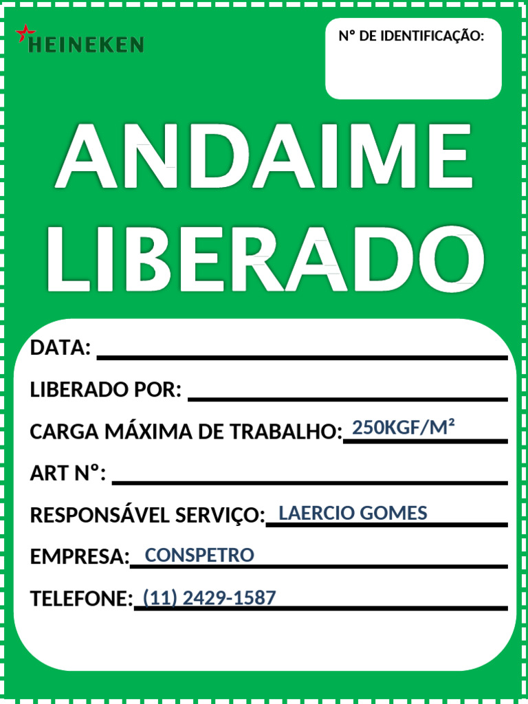 Placa de Andaime Liberação de Andaimes - Locan | PDF