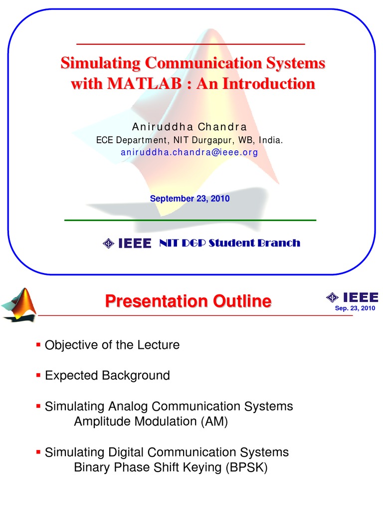 Simulating Communication Systems With Matlab An Introduction