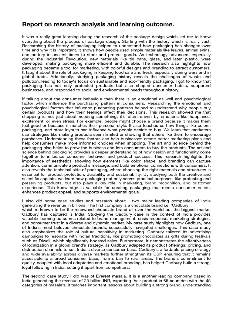 Report and Learning Outcome PDF | PDF | Brand | Marketing