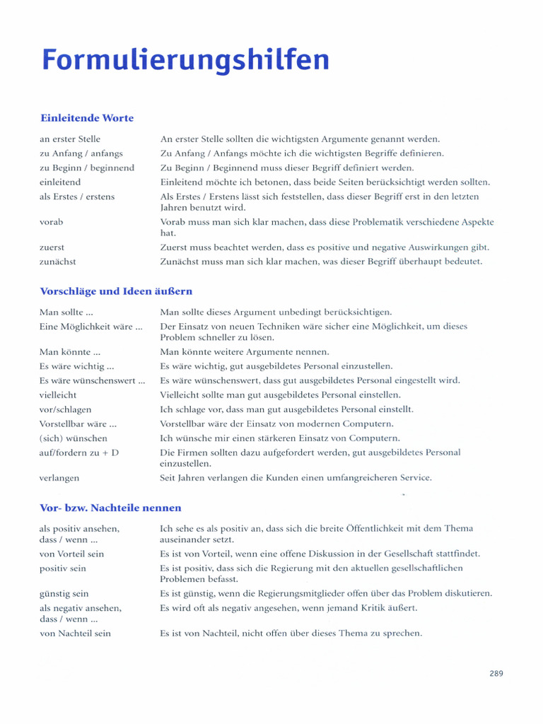Formulierungshilfen | PDF