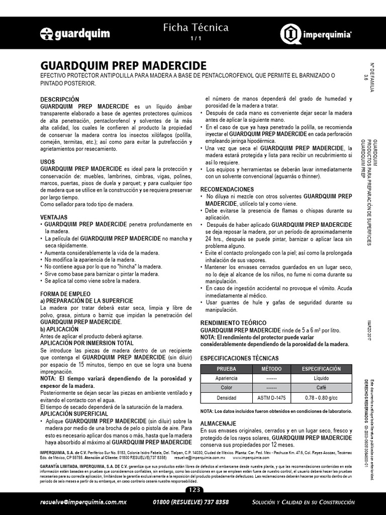 Guardquim Prep Madercide | PDF | Madera