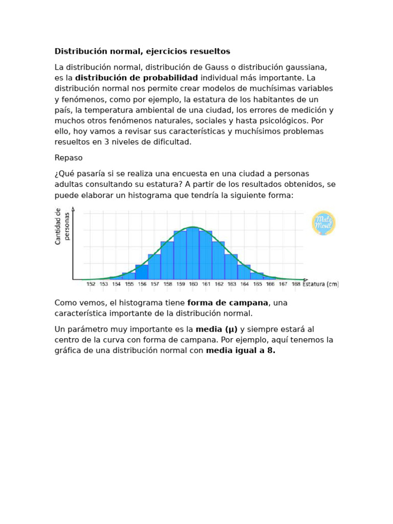 Propiedades de la Distribución Normal | PDF | Distribución normal ...