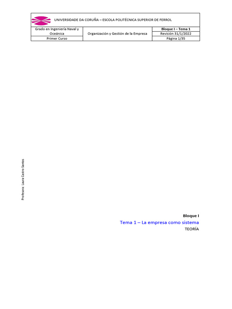 TEMA1 - La Empresa Como Sistema | PDF | Business | Gestión de recursos humanos