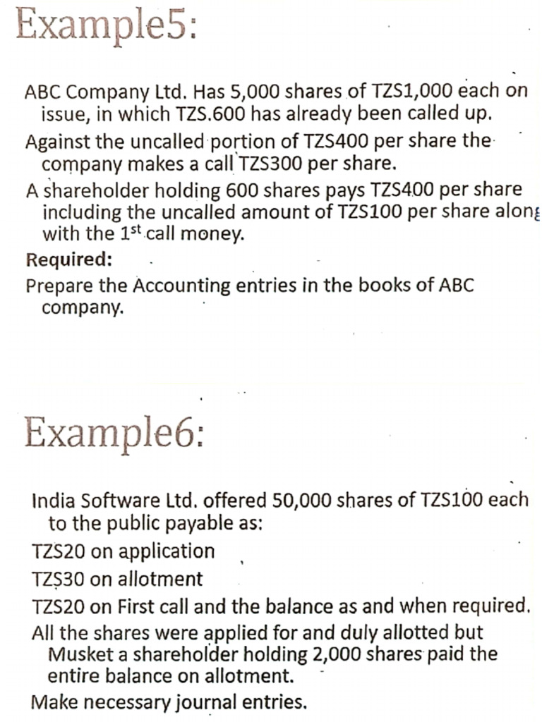 Acc 212 Examples Shares | PDF