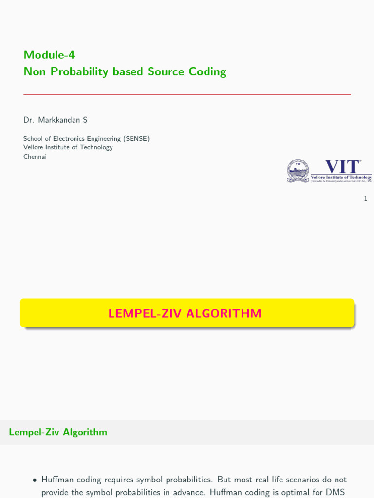 Information Theory Module 4 | PDF | Data Compression | Code