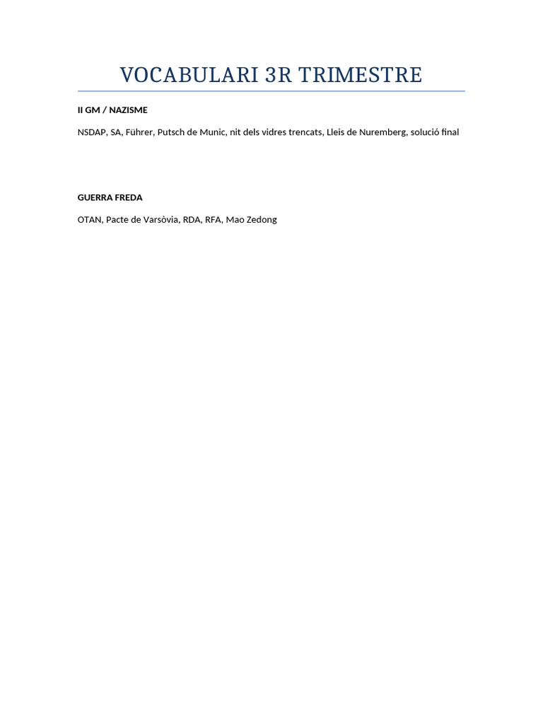 Vocabulari 3R Trimestre | PDF