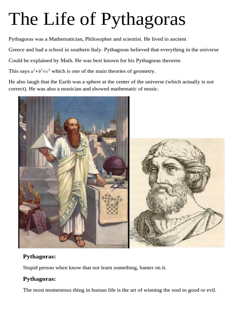 The Life of Phthagoras | PDF | Triangle | Pythagoras