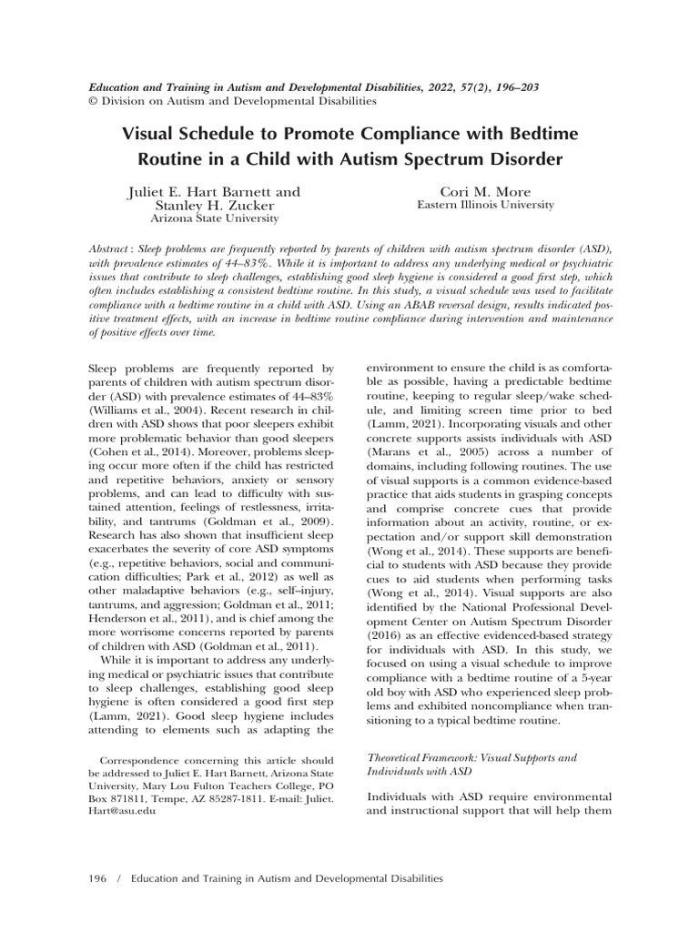 Visual Schedule for Bedtime Compliance in ASD | PDF | Autism Spectrum ...