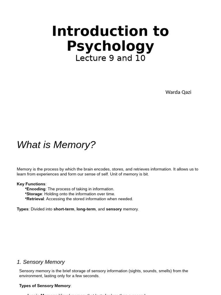 Understanding Memory in Psychology | PDF | Classical Conditioning | Memory