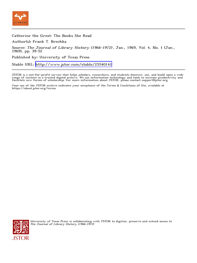 Catherine the Great's Literary Influences | PDF | Voltaire | Laurence ...