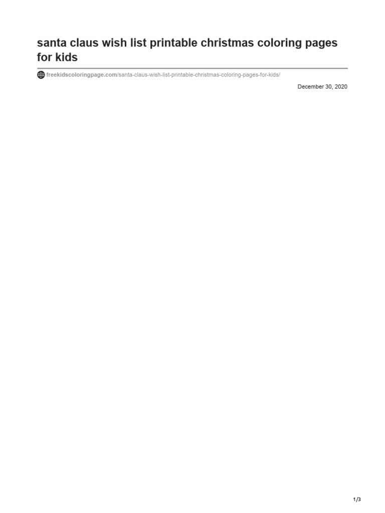 Santa Claus Wish List Coloring Pages | PDF