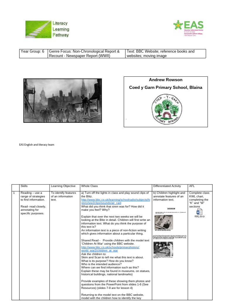 Y6-Non-Chron-report-The-Blitz | PDF | The Blitz | Reading Comprehension