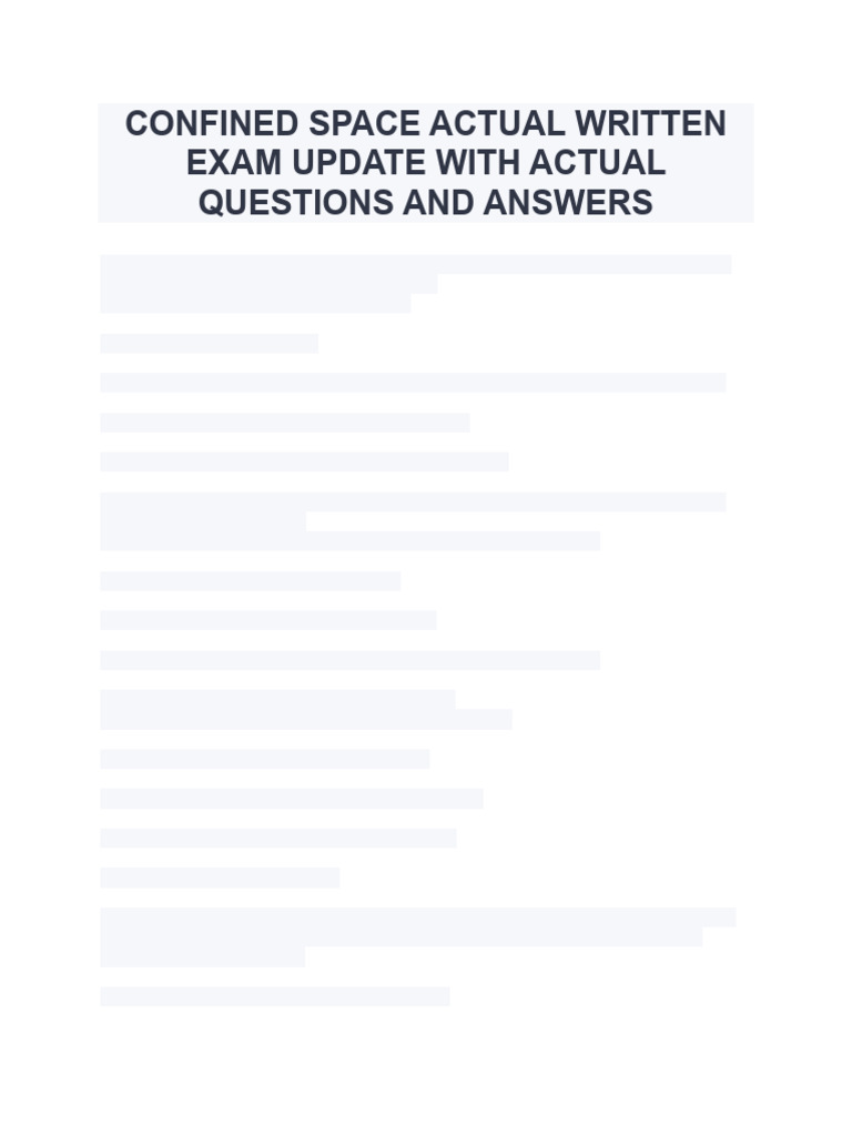 Confined Space Actual Written Exam Update With Actual Questions and Answers | PDF | Personal ...