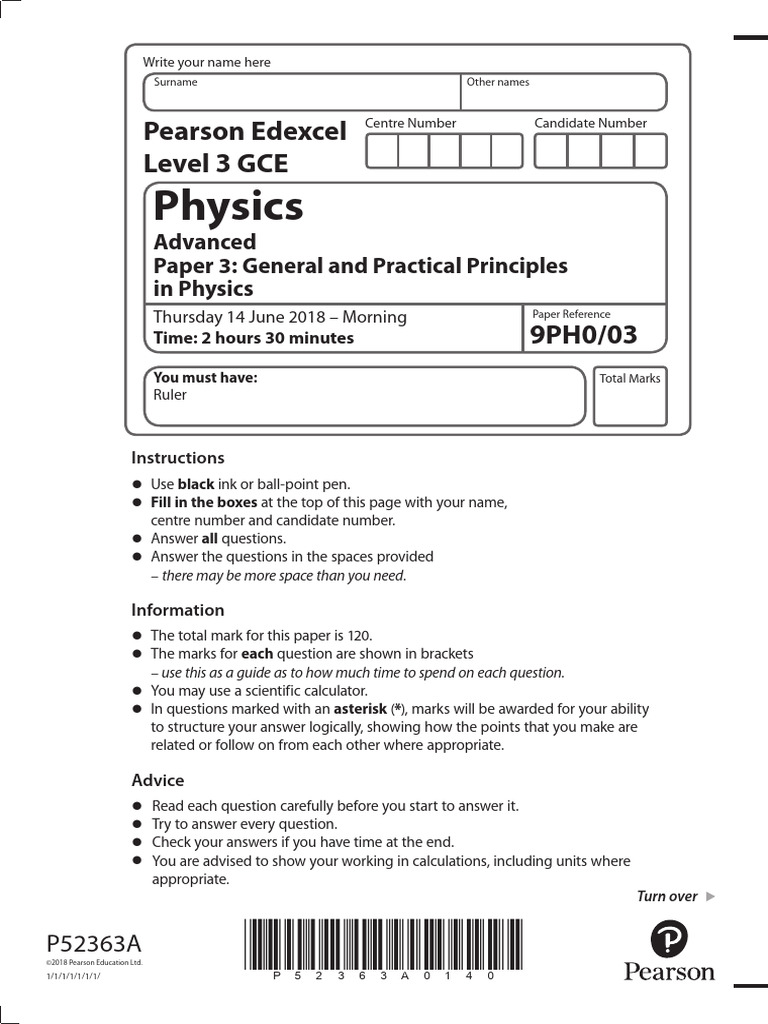 June 2018 QP - Paper 3 Edexcel Physics A-Level | PDF | Physics | Quantity