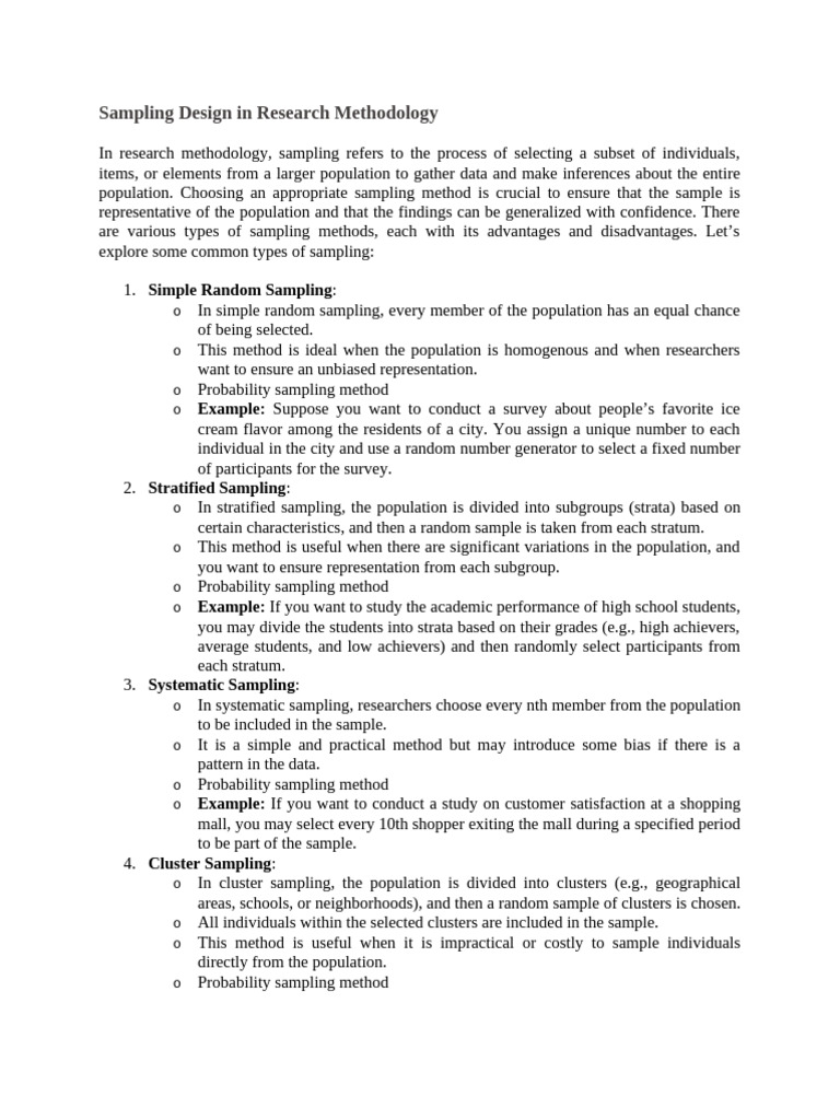 Lesson 8 Sampling Design in Research Methodology | PDF | Sampling (Statistics) | Stratified Sampling