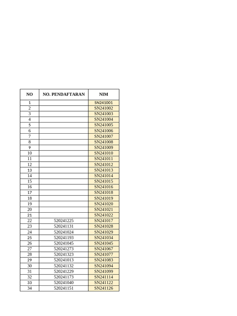 Nim Baru Ners 20 | PDF