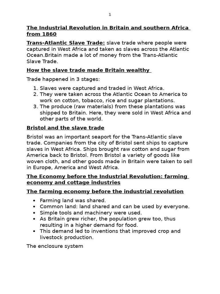 Slave Trade and Industrial Revolution Insights | PDF | Industrial ...