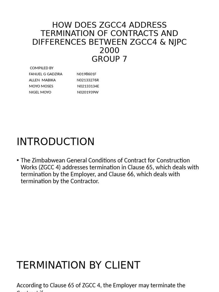 How Does Zgcc4 Address Termination of Contracts-2 Group 7 | PDF ...