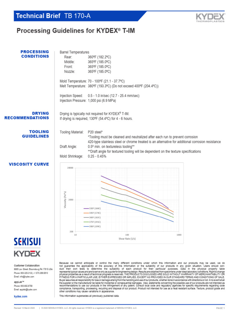 TB 170A KYDEX T-IM Processing Guidelines | PDF | Materials