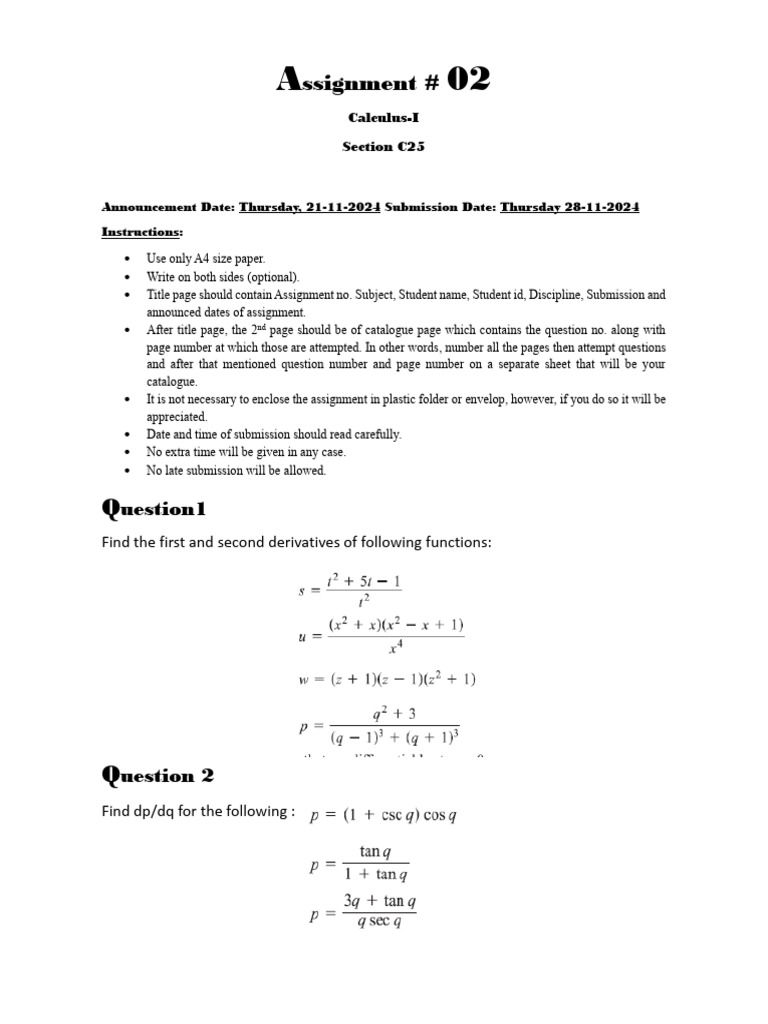Assignment 02 Cal I | PDF | Technology & Engineering