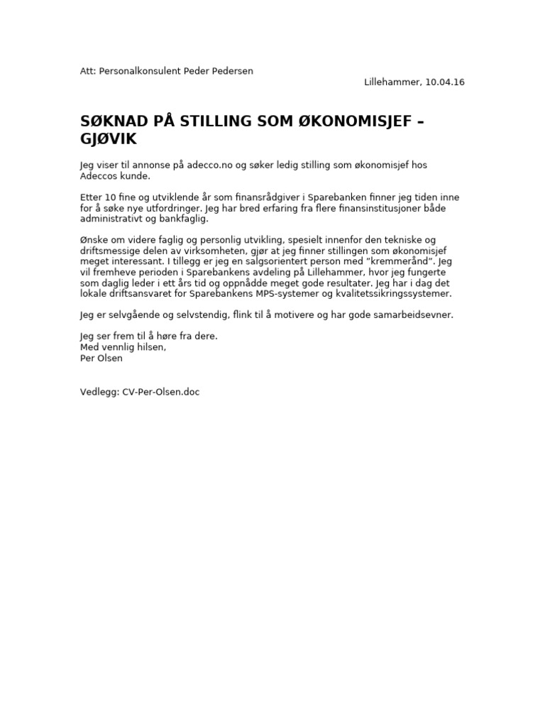 Eksempel Soknad Adecco | PDF