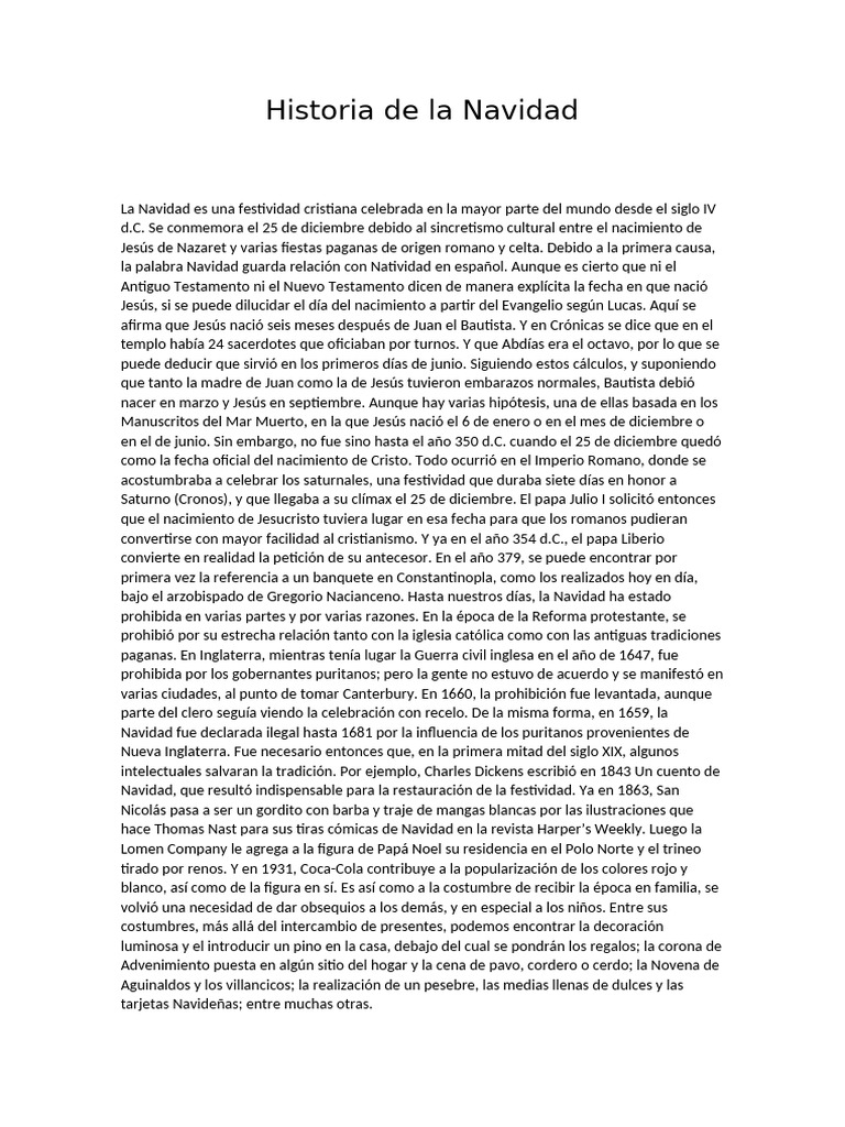 Historia de La Navidad | PDF | Navidad | Natividad De Jesus