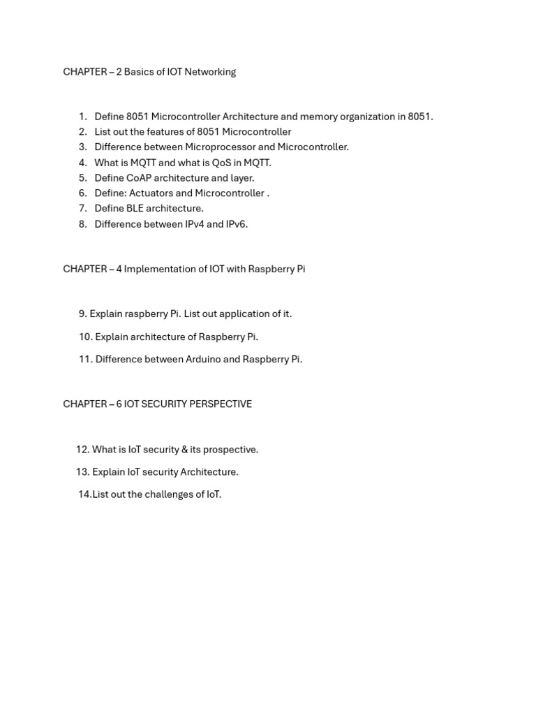 Iot Que Bank Mid 2 | PDF